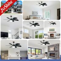 China Wall Control 42 Inch LED Ceiling Fan With 6 Black MDF Blades Pull Chain Style AC Motor for sale