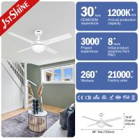China 230V 50HZ OEM 4 Iron Blades Dimmable Remote LED Ceiling Fan Light for sale