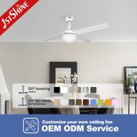 China 230V 50HZ OEM 4 Iron Blades Dimmable Remote LED Ceiling Fan Light for sale