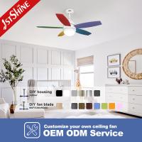 China OEM 5 Colorful MDF Blades Modern Ceiling Fan With Light AC Motor for sale
