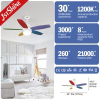 China OEM 5 Colorful MDF Blades Modern Ceiling Fan With Light AC Motor for sale