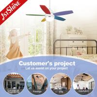 China OEM 5 Colorful MDF Blades Modern Ceiling Fan With Light AC Motor for sale