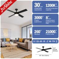 China 4*MDF Blades Decorative LED Ceiling Fan Black Finish DC Motor Energy Saving for sale