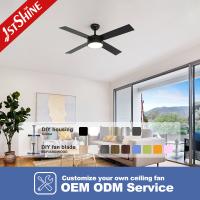 China 4*MDF Blades Decorative LED Ceiling Fan Black Finish DC Motor Energy Saving for sale