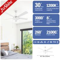 China Plywood Modern LED Ceiling Fan With 5 Blades Frosted Glass Light for sale