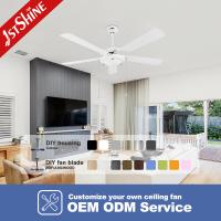 China Plywood Modern LED Ceiling Fan With 5 Blades Frosted Glass Light for sale