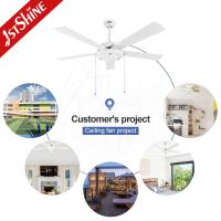 China Plywood Modern LED Ceiling Fan With 5 Blades Frosted Glass Light for sale