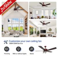 China 3000K Retro Ceiling Fan With Dark Walnut Blades And Glass Lampshade for sale