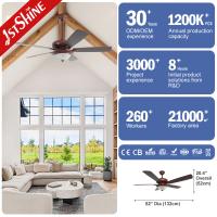 China 3000K Retro Ceiling Fan With Dark Walnut Blades And Glass Lampshade for sale