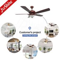 China 3000K Retro Ceiling Fan With Dark Walnut Blades And Glass Lampshade for sale