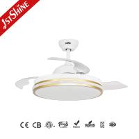 China 42 Inch Smart Small Retractable LED Light Ceiling Fan Wifi Control For Bedroom for sale