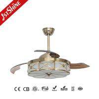 China 230v Retractable Invisible Ceiling Fan With led Light Retro Pure Copper Decorative for sale