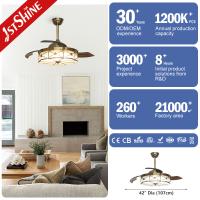 China 230v Retractable Invisible Ceiling Fan With led Light Retro Pure Copper Decorative for sale