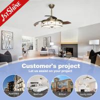 China 230v Retractable Invisible Ceiling Fan With led Light Retro Pure Copper Decorative for sale