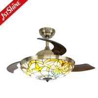 China 42 Inch Retractable Blades Ceiling Fan With 3 Color LED Light for sale