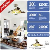 China 42 Inch Retractable Blades Ceiling Fan With 3 Color LED Light for sale