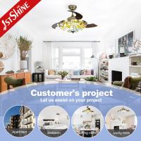 China 42 Inch Retractable Blades Ceiling Fan With 3 Color LED Light for sale