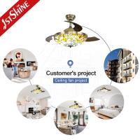 China 42 Inch Retractable Blades Ceiling Fan With 3 Color LED Light for sale