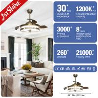 China Decorative Retractable Ceiling Fan Light AC Motor Acrylic Blades for sale