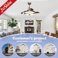 China Decorative Retractable Ceiling Fan Light AC Motor Acrylic Blades for sale