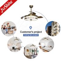 China Decorative Retractable Ceiling Fan Light AC Motor Acrylic Blades for sale
