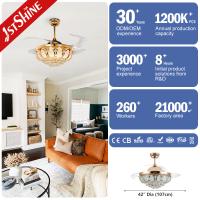 China 42 Inches Crystal Retractable Ceiling Fan Light Metal Copper ABS Blade for sale