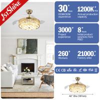 China Three Blades 107cm Folding Chandelier Ceiling Fan Retractable Blades for sale