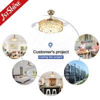 China Three Blades 107cm Folding Chandelier Ceiling Fan Retractable Blades for sale