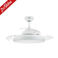 China 220V 50Hz Retractable Blades Ceiling Fan With 3 Color LED Light for sale