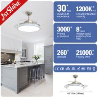 China 3 Pc Plastic Foldable Retractable Ceiling Fan Light 42 Inch Smart Remote for sale