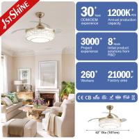 China 42 Inches Space-Saving Retractable LED Ceiling Fan With Light And Smart App Remote Control for sale
