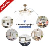 China 42 Inches Space-Saving Retractable LED Ceiling Fan With Light And Smart App Remote Control for sale