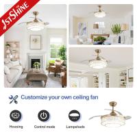 China 42 Inches Space-Saving Retractable LED Ceiling Fan With Light And Smart App Remote Control for sale