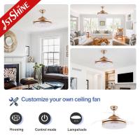 China Invisible Acrylic Lampshade Foldable Ceiling Fan With Dimmable Light for sale