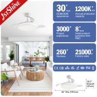 China White Ceiling Fan With Light 3 Pc Blades Dimmable Led Light Dc Motor for sale