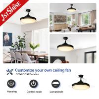 China DC Silent Motor LED Retractable Ceiling Fan Light 6 Speed Remote Control for sale
