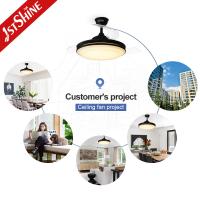 China DC Silent Motor LED Retractable Ceiling Fan Light 6 Speed Remote Control for sale