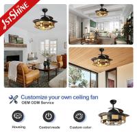 China 42 Inch Black Retractable Ceiling Fan With Light Remote Control for sale