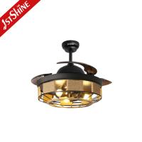 China 42 Inch Black Retractable Ceiling Fan With Light Remote Control for sale