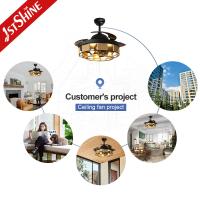 China 42 Inch Black Retractable Ceiling Fan With Light Remote Control for sale