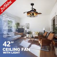 China DC Motor 65W Retractable Decorative Ceiling Fan With 5 Light Kits for sale