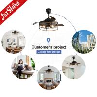 China 42 Inches Farmhouse E27 Modern LED Invisible Ceiling Fan Retractable Blade Ceiling Fan Lights for sale