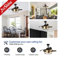 China Farmhouse Industrial Flush Mount Black Ceiling Fan For Living Room Bedroom Kitchen for sale