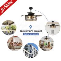 China Retractable Blades Industrial Ceiling Fan , Vintage Cage Chandelier Ceiling Fan for sale