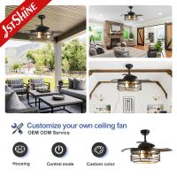 China Retractable Blades Industrial Ceiling Fan , Vintage Cage Chandelier Ceiling Fan for sale
