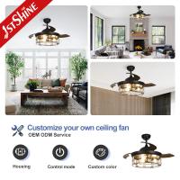 China 42 Inches Farmhouse Retractable Ceiling Fan Light Invisible Blade for sale