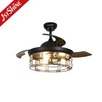 China 42 Inches Farmhouse Retractable Ceiling Fan Light Invisible Blade for sale