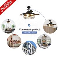 China 42 Inches Farmhouse Retractable Ceiling Fan Light Invisible Blade for sale