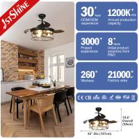 China 42 Inches Farmhouse Retractable Ceiling Fan Light Invisible Blade for sale
