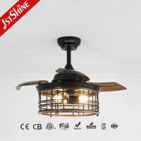 China 36 Inch Indoor Steel Cage E27*3 Bulb LED Invisible Ceiling Fan With Retractable Blade for sale